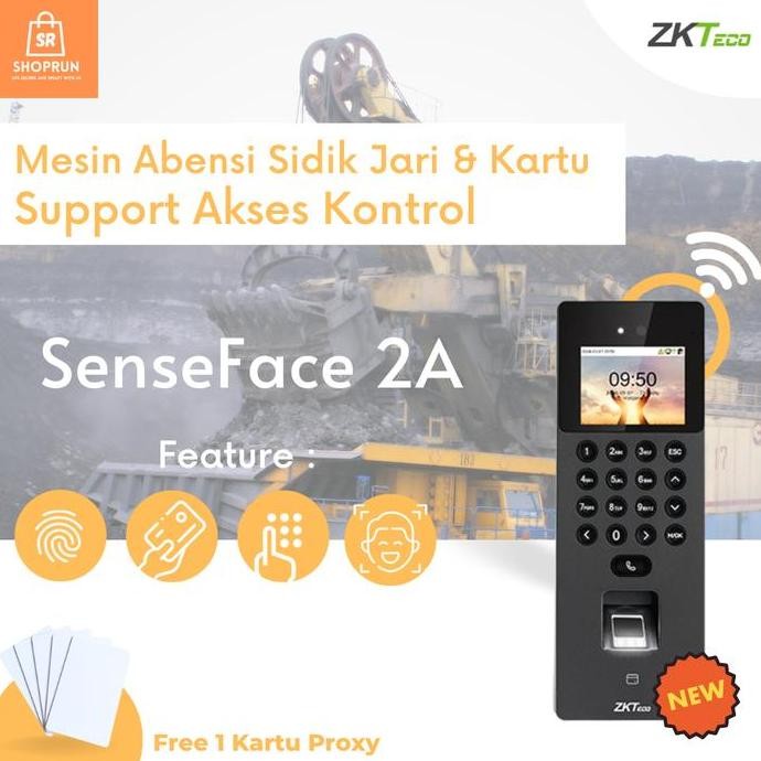 Jual Mesin Absensi Fingerprint Zkteco Senseface 2A Support Akses Kontrol Original Bergaransi ...