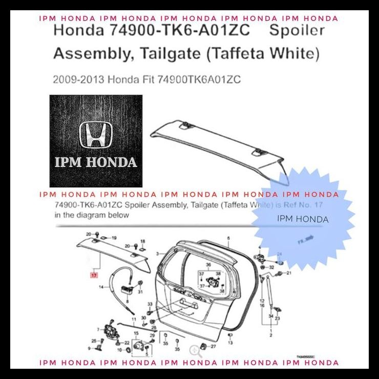 Jual DISKON 74900-TK6-A01ZY SPOILER ASSY,T/GATE ORIGINAL SPOILER WING ...