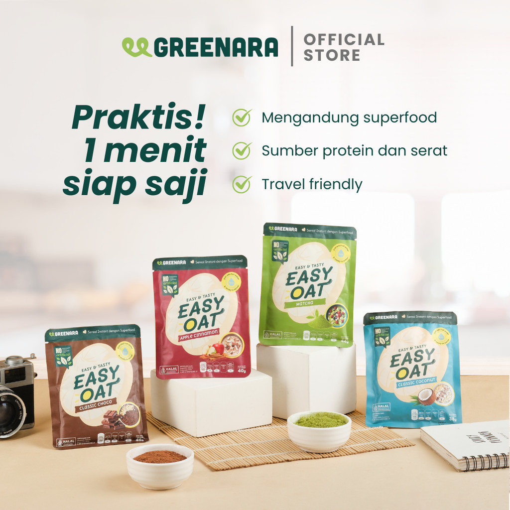 Jual Greenara Easy Oat / Instant Breakfast / Sarapan Sereal Sehat Kaya Nutrisi All Variant ...