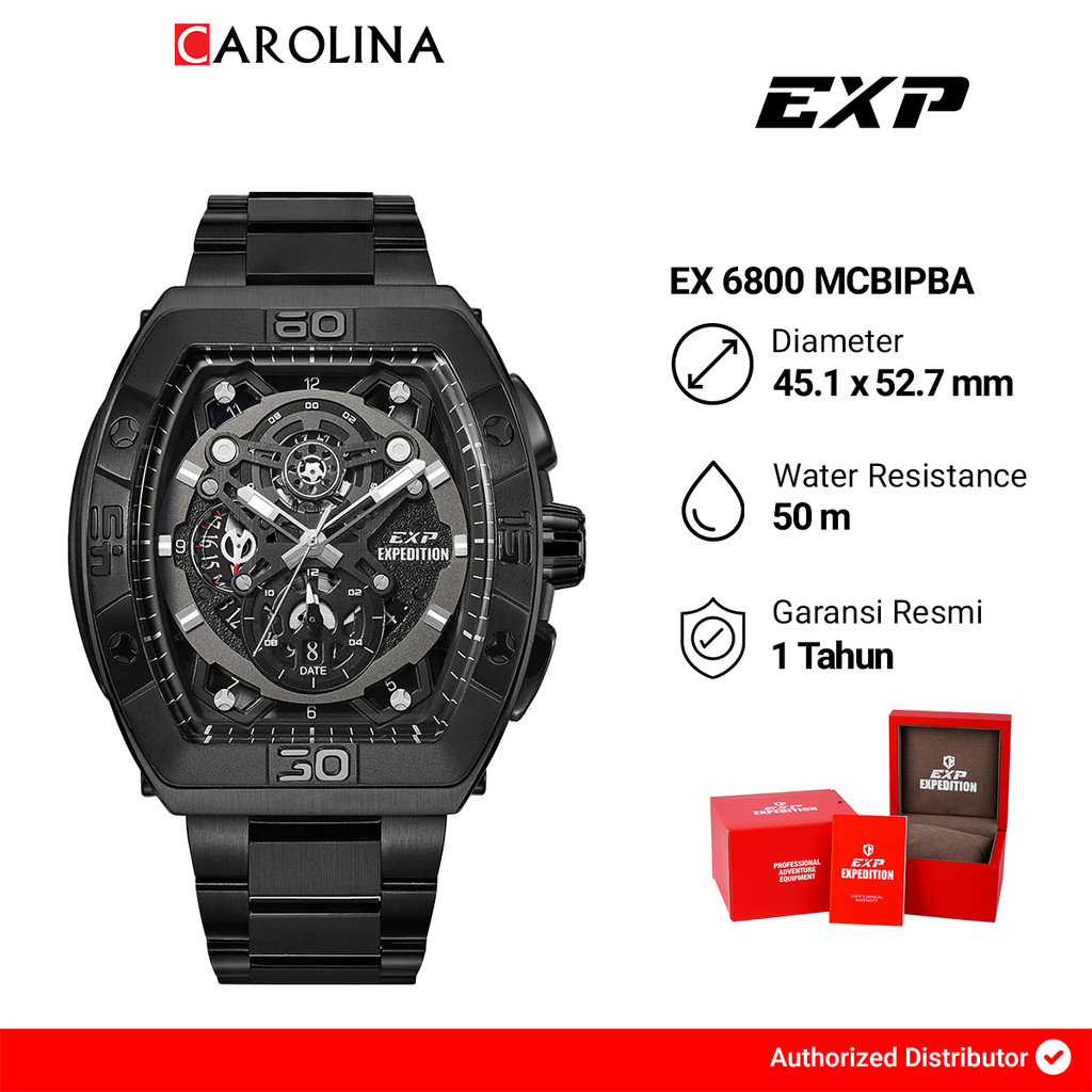 Jual Jam Tangan Pria Expedition EXP Chronograph EX 6800 MCBIPBA Black ...