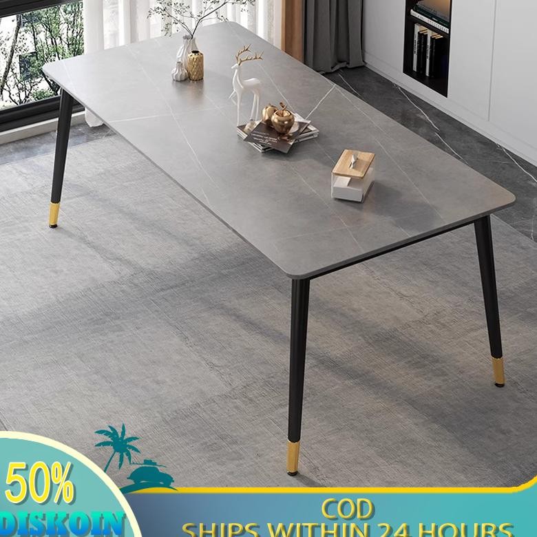 Jual Meja Makan Kayu Meja Makan Aesthetic Dengan Sticker Marmer Meja ...