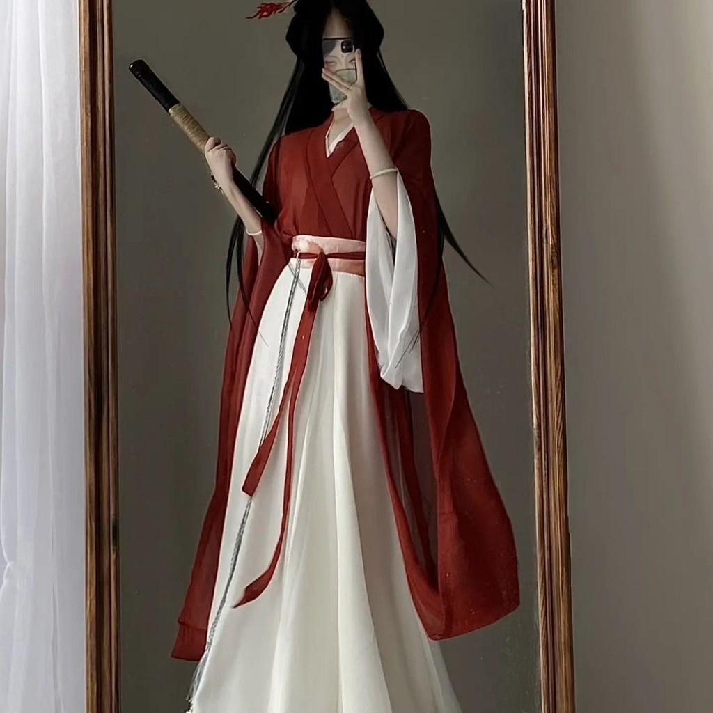 Jual Hanfu Asli untuk Wanita, Gaya Wei-Jin, Leher Silang, Lengan Besar ...
