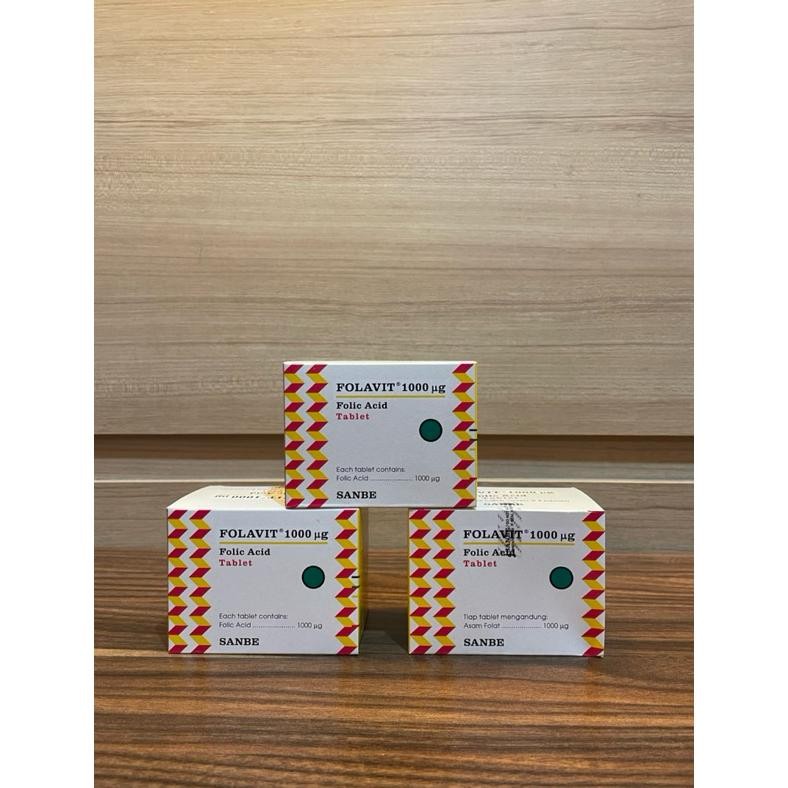 Jual Folavit 1000 Mcg Folic Acid 1000 Mcg Asam Folat 1 Mg Box Isi 100 ...