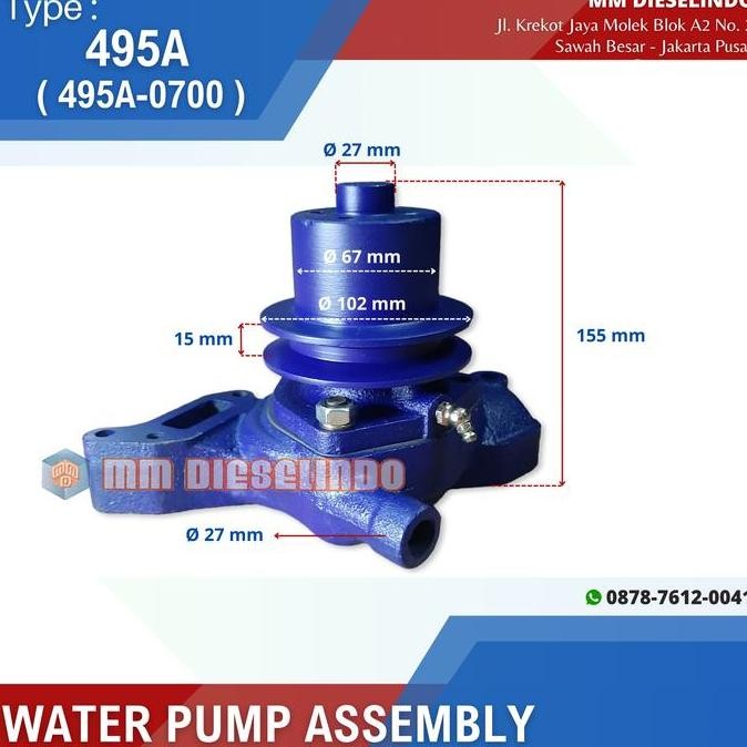 Jual Water Pump Assembly Engine Diesel 495A Snh495 Pompa Air Shanghai ...