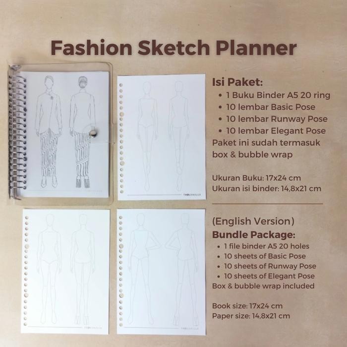 Jual SWG Fashion Sketch Planner / Binder Sketsa Fashion Designer ukuran ...