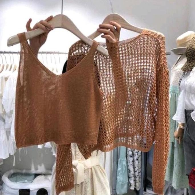 Jual top vermorra 2 in 1 rajut atasan + inner Fit Outer Outer Wanita ...