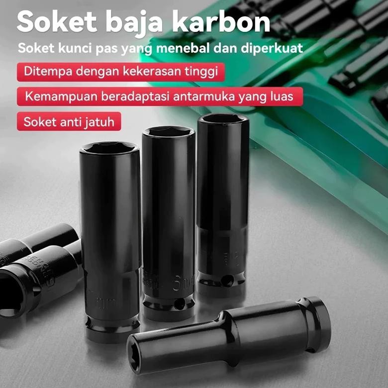 Jual REAIM 20PCS Socket Extention Impact Socket 20 pcs 1/2 Inch 8-32MM ...