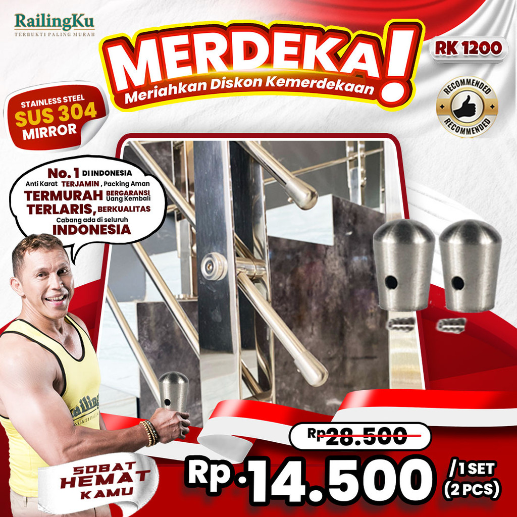 Jual Railingku Aksesoris Railing Tutup Pipa Pagar 1/2 Inch Stainless ...