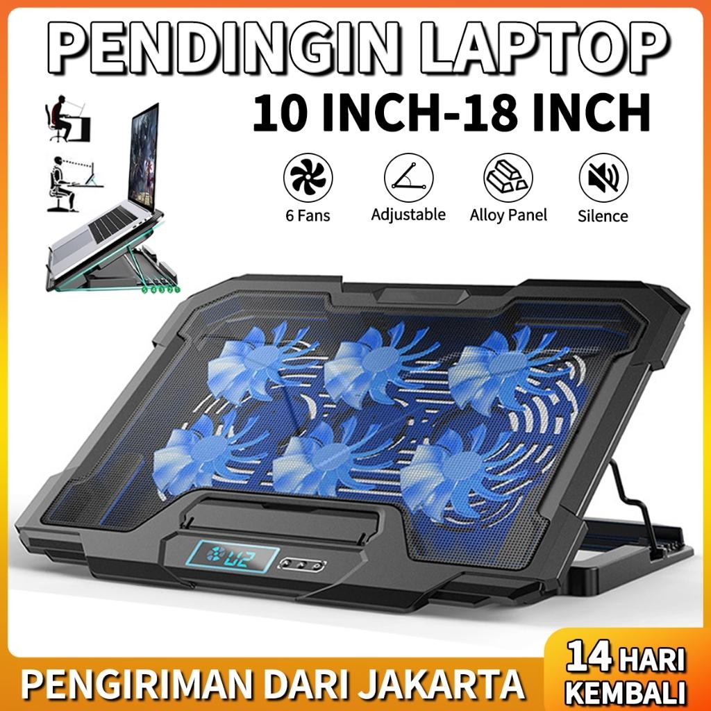 Jual Cooling Fan Stand Laptop Portable 6 Fans Adjustable Speed To LED ...