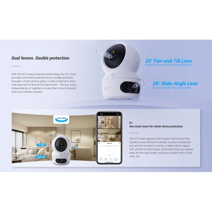 Jual Ll Ezviz H7C 2K+ 8Mp 4Mp + 4Mp Smart Home Wifi Cctv Ip Camera Dual ...