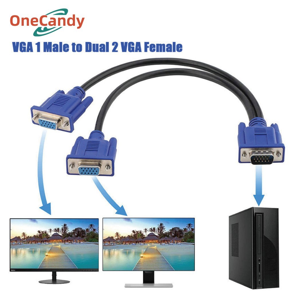 Jual Kabel VGA Splitter 1-2 / VGA Splitter 2 Port PC Computer (1 Male ...