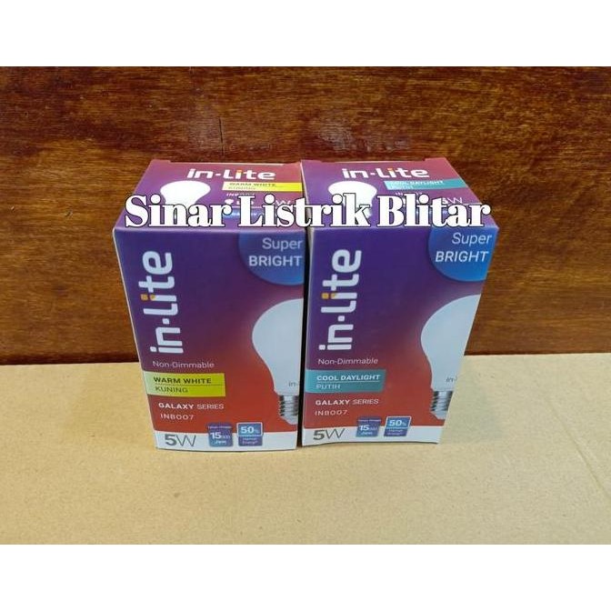 Jual Inlite Lampu Led Bulb Bohlam 5 Watt Putih Kuning Original | Shopee ...