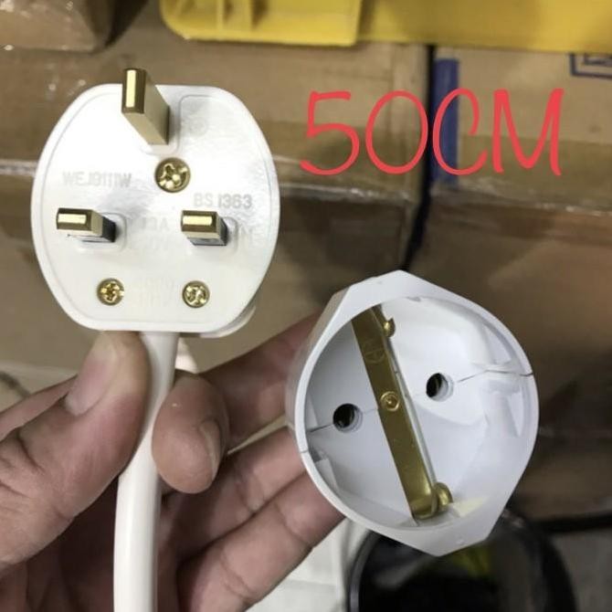 Jual Kabel Listrik Extension UK Plug Colokan Ac Kaki 3 3x1.5mm 50CM ...