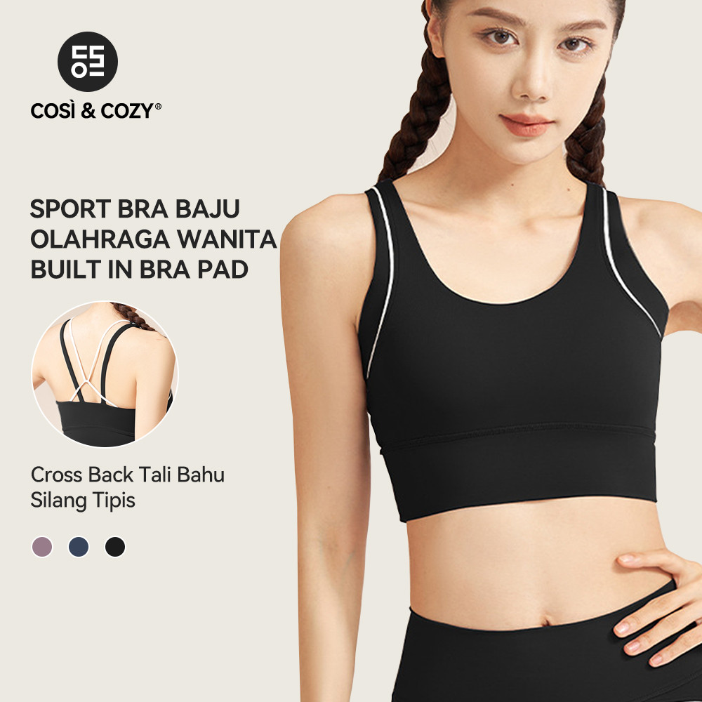 Jual COSI COZY Bra Olahraga Senam Bra Olahraga Wanita Bra garis putih ...