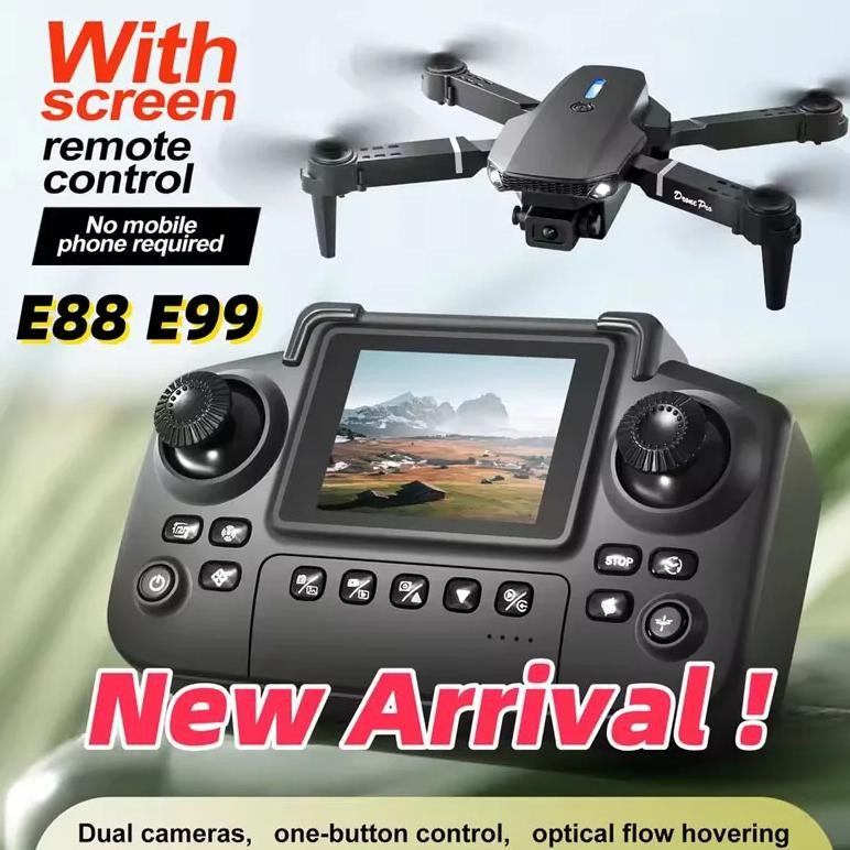 Jual Newest E88 E99D Screen-controlled Lighting Mini Drone 4K 2 Camera Optical Flow Remote ...