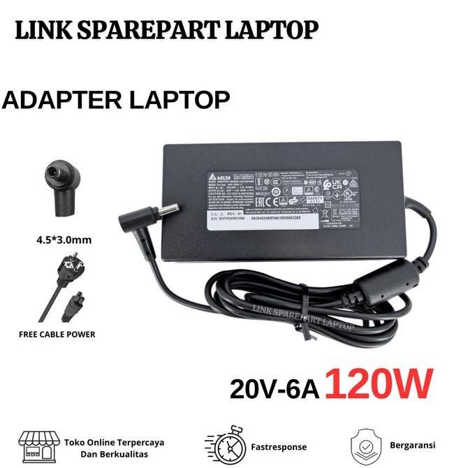 Jual Adapter Laptop Delta 20V 6A 120W Adapter MSI GF63 Thin 11SC-430CA ADP-120VH D AC Power ...