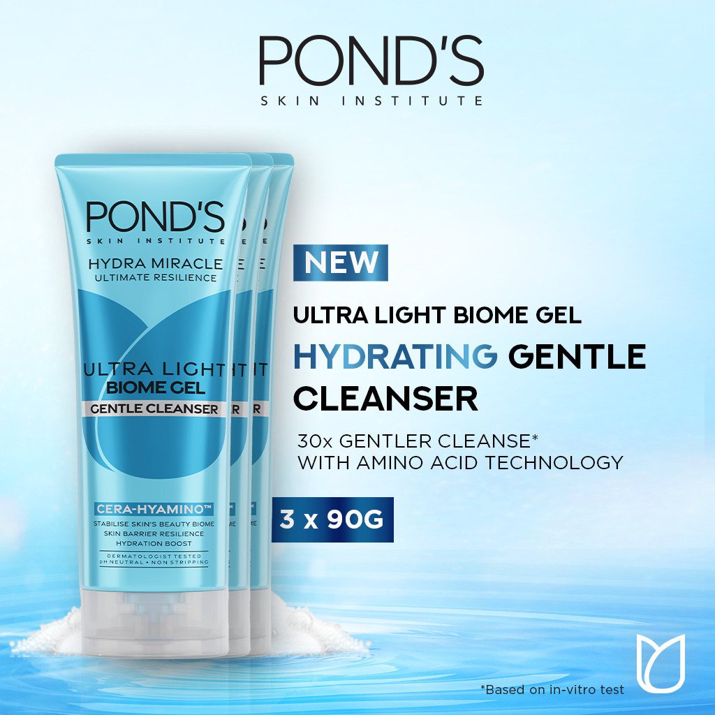 Jual PONDS HYDRA MIRACLE ULTRA LIGHT BIOME GEL GENTLE CLEANSER ...