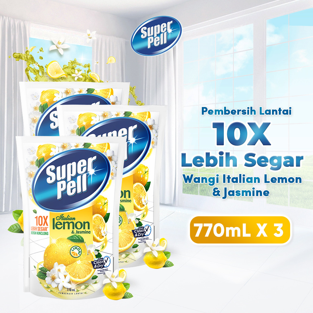 Jual Superpell Pembersih Lantai Pel Lantai Kinclong Harum & Wangi Italian Lemon & Jasmine 770mL ...