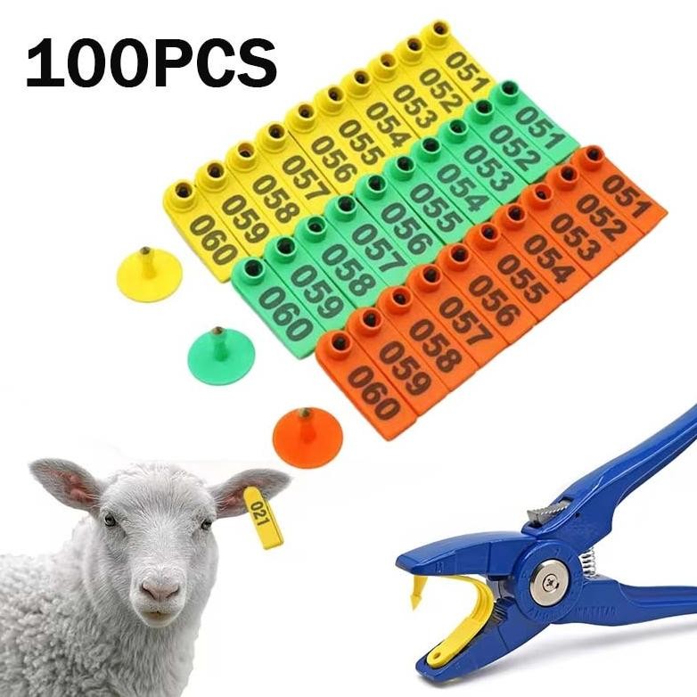 Jual 100pcs Eartag Kambing Domba Sapi Babi Penanda Angka 001-100 Anting ...