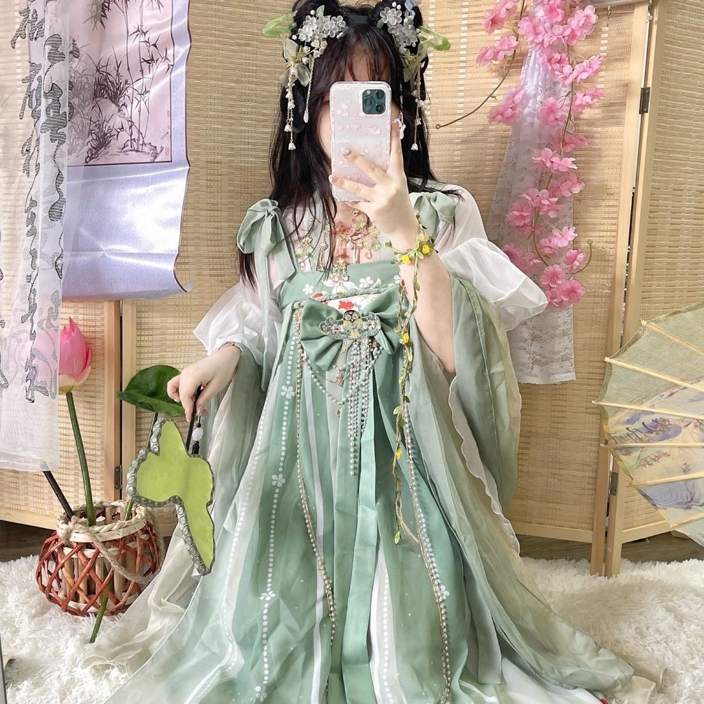 Jual Hanfu Wanita Satu Potong Gaya Tang Asli Lengan Patah Angin Lucu ...