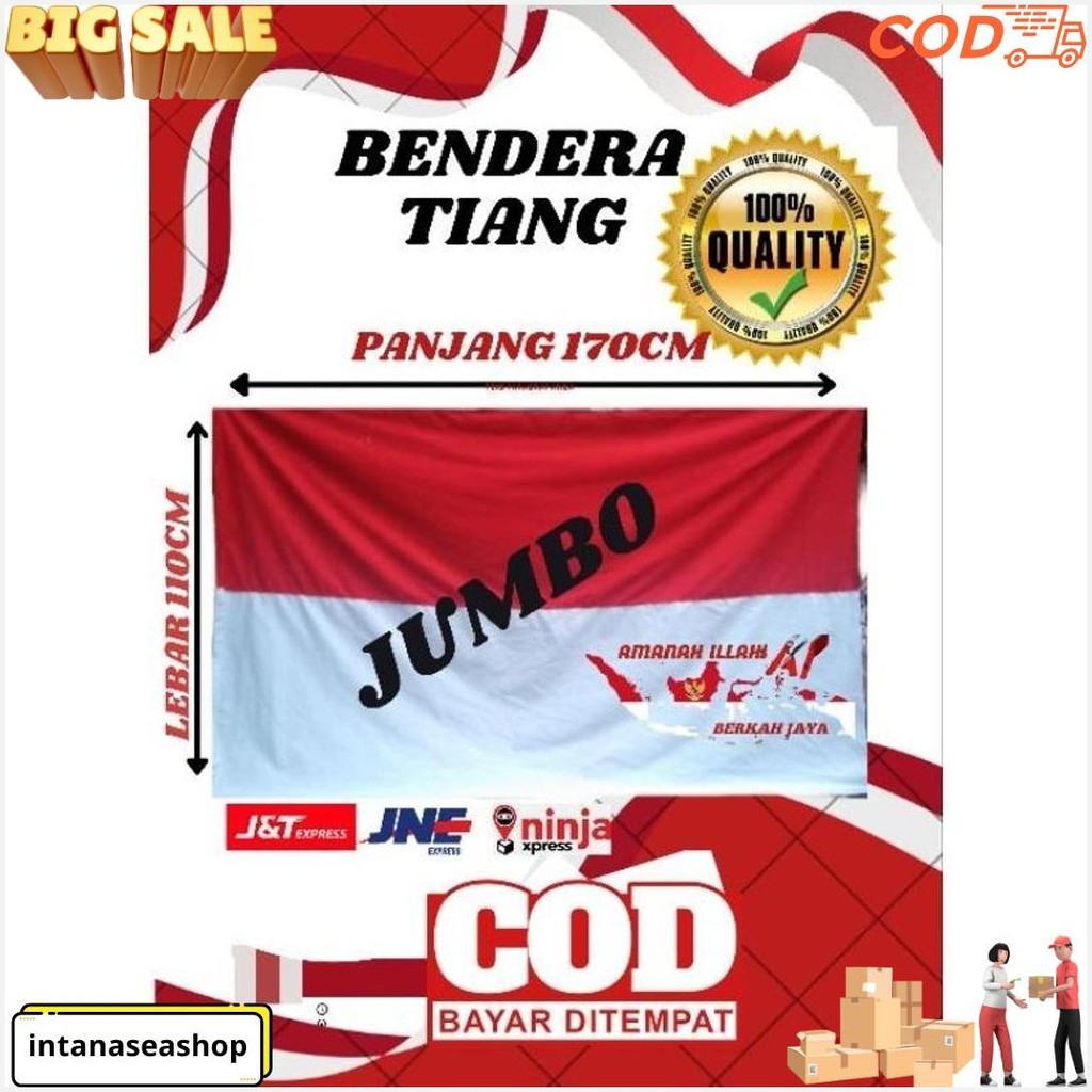 Jual Bendera Indonesia Jumbo Bendera Merah Putih Gratis Ongkir | Shopee ...