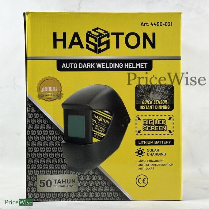 Jual Topeng Las Otomatis Hasston 4450-021 / Helm Las Hitam / Auto Dark ...