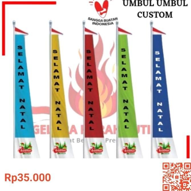 Jual UMBUL2 BANDIR COSTUM PANJANG 3 METER Biru Merah Hijau Kuning murah ...