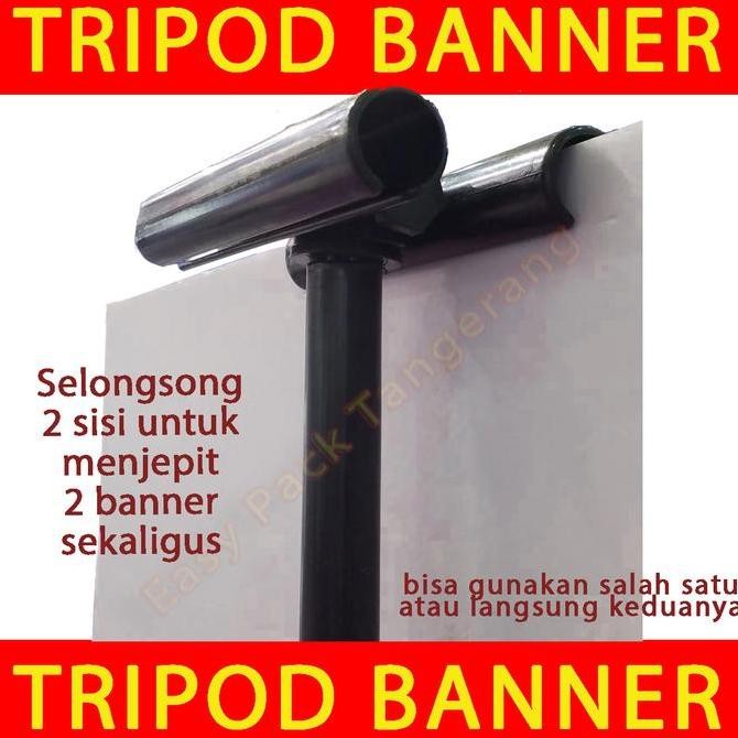 Jual Rangka Besi Standing Tripod Banner Display 2 Sisi Poster Lengkap ...