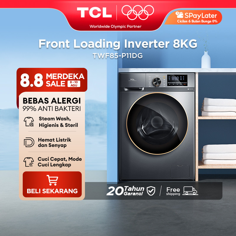 Jual TCL Mesin Cuci Front Loading Inverter P11 8 KG - EBS Steam Wash ...