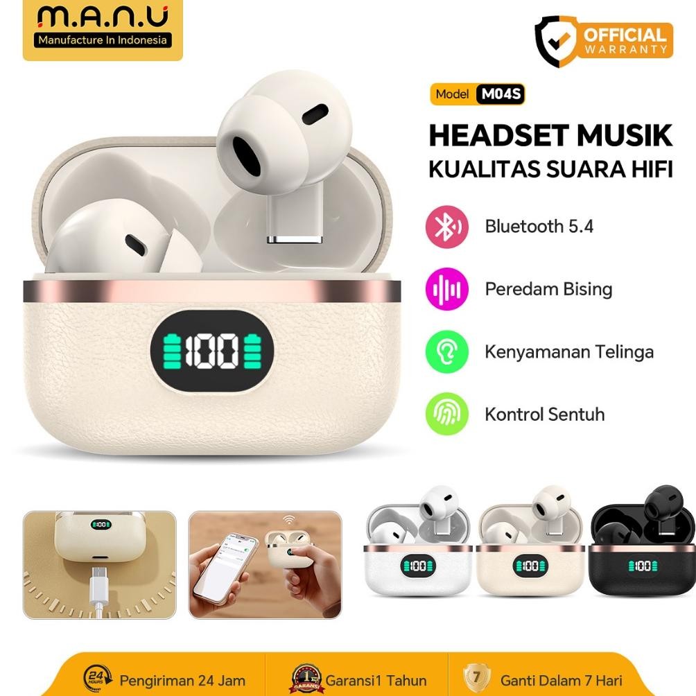 Jual MANU Headset Bluetooth TWS M04S - Koneksi Cepat Bluetooth 5.4 ...
