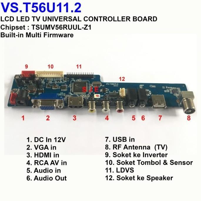 Jual VS.T56U11.2 PAKET STANDARD UNIVERSAL CONTROLLER BOARD LCD LED TV ...