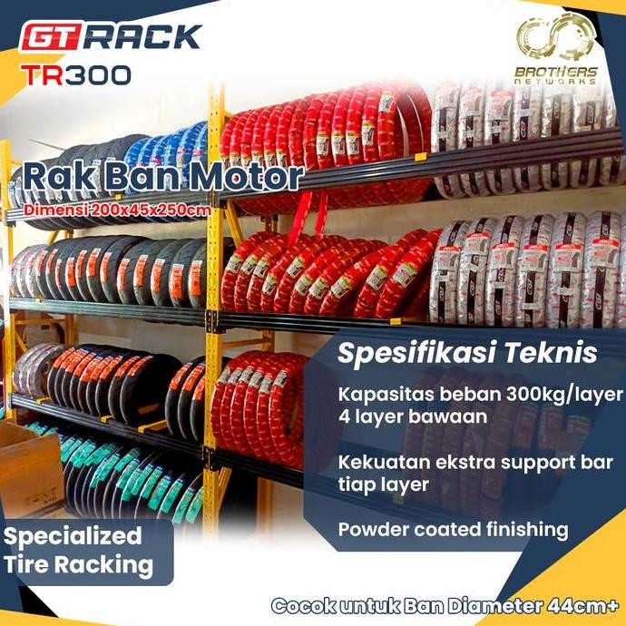 Jual NEW RAK BESI BAN MOTOR GT-RACK TR300 TIRE RACK 4 SUSUN TINGGI 2.5 ...