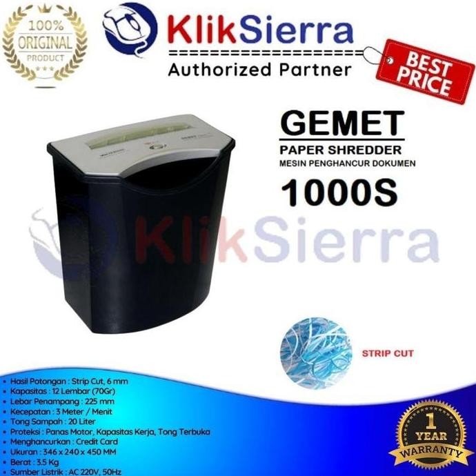 Jual Paper Shredder GEMET 1000S | GEMET1000S | GEMET1000 Strip-Cut ...