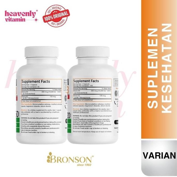 Jual Bronson Vitamin D3 K2 10000 iu extra strength 120 capsule | Shopee ...