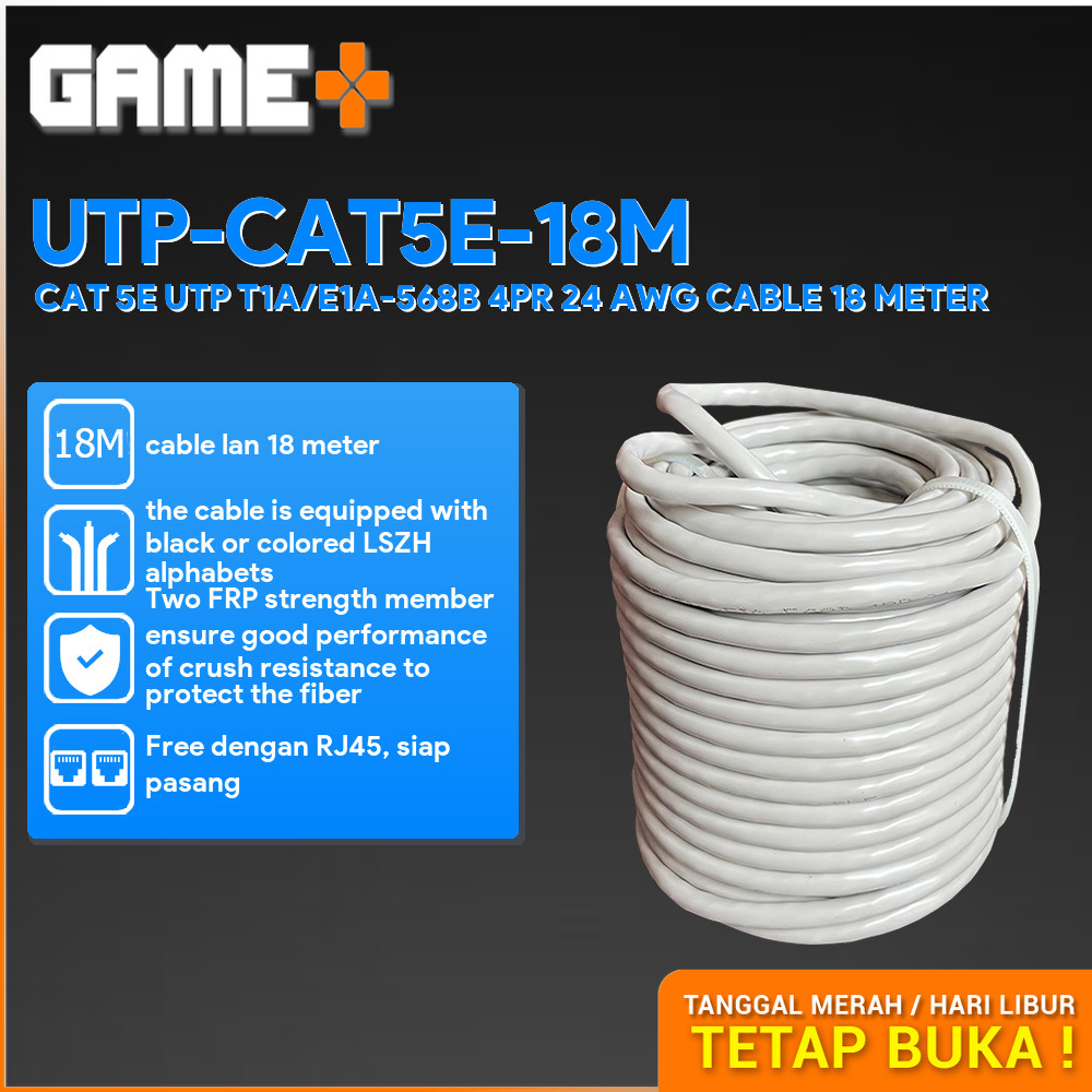 Jual KABEL LAN 18 METER CAT 5E UTP FREE RJ45 DAN WATERPROOF KIT SIAP ...