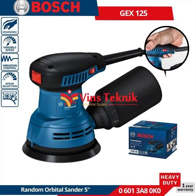Jual Bosch Gex 125 Mesin Amplas Bulat Listrik Random Orbital Sander 250 Watt Gex125 | Shopee ...