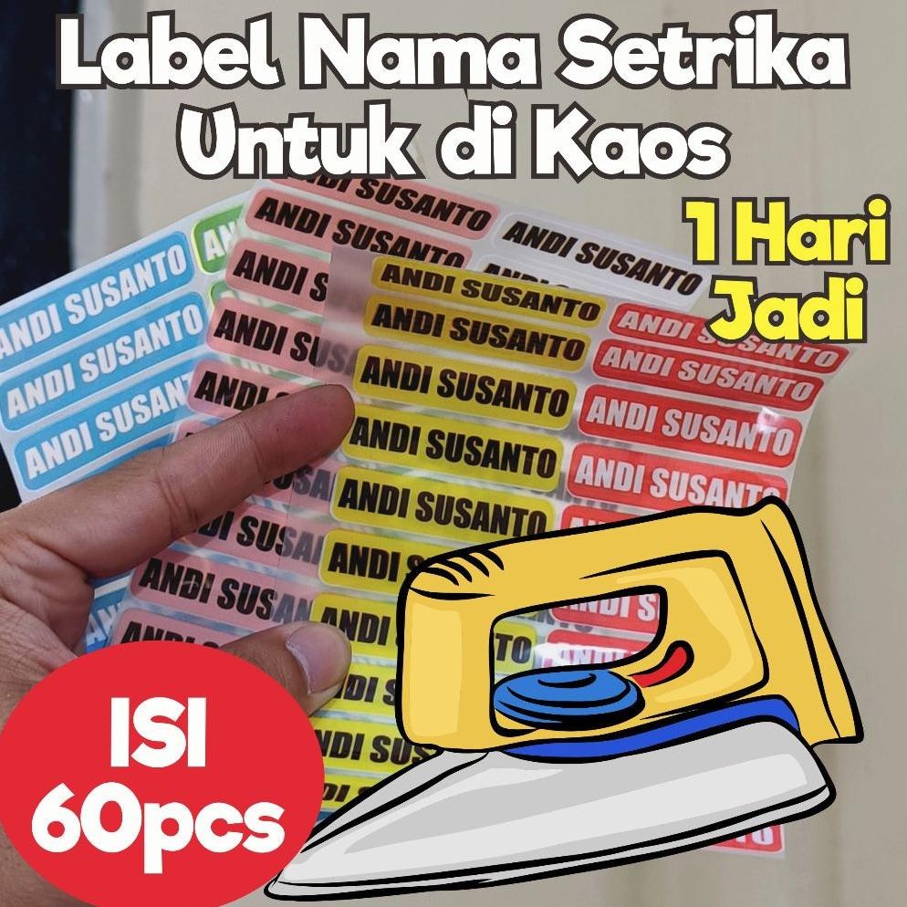 Jual Et-12 [Bb001] Sticker Nama Label Printing Isi 60 Pcs Untuk Di Kain ...