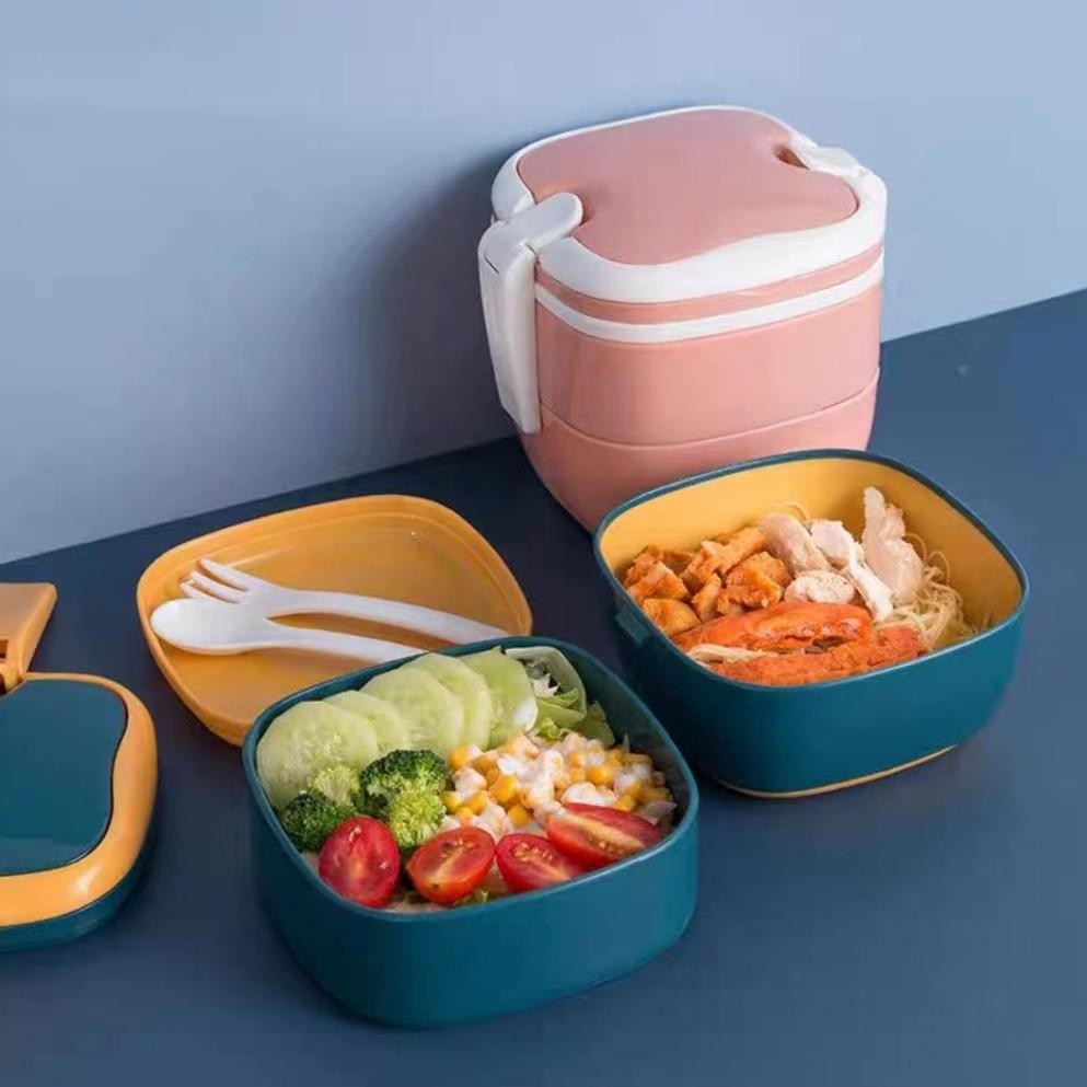 Jual 3 Kotak Lunch Box Sekat Plastik Tempat Bekal Lunch Box Serbaguna ...