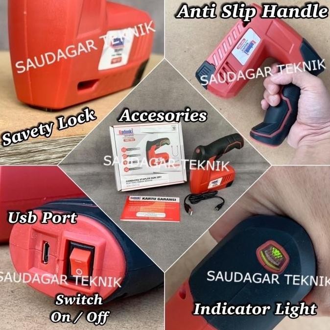 Jual Cordless Stapler Gun Kodenki Mesin Paku Staples Tembak Baterai 2 In 1 | Shopee Indonesia