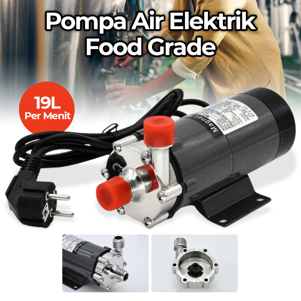 Jual Pompa Air Elektrik Magnet Pump Food Grade HomeBrew Wine 10W 19L ...
