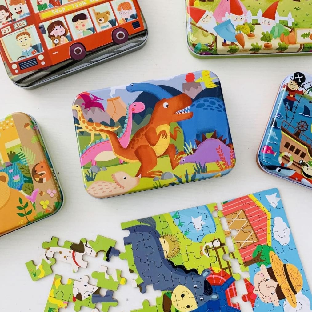 Jual Uk-12 Gu Puzzle Jigsaw Kayu 60Pcs Kotak Kaleng Besi Puzzle Wooden ...