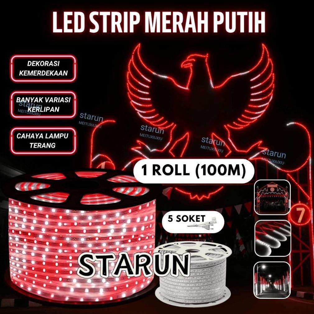 Jual Vd08 Lampu Strip Merah Putih Warna Warni 1Roll 100 Meter/Led Strip ...