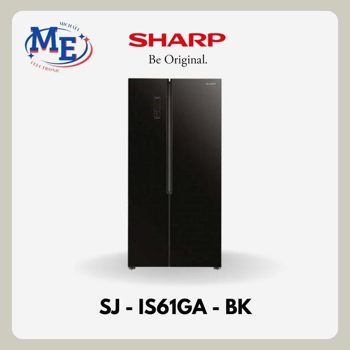 Jual Sharp Lemari Es SJ-IS61GA-BK Side by Side Inverter Twice Ice ...