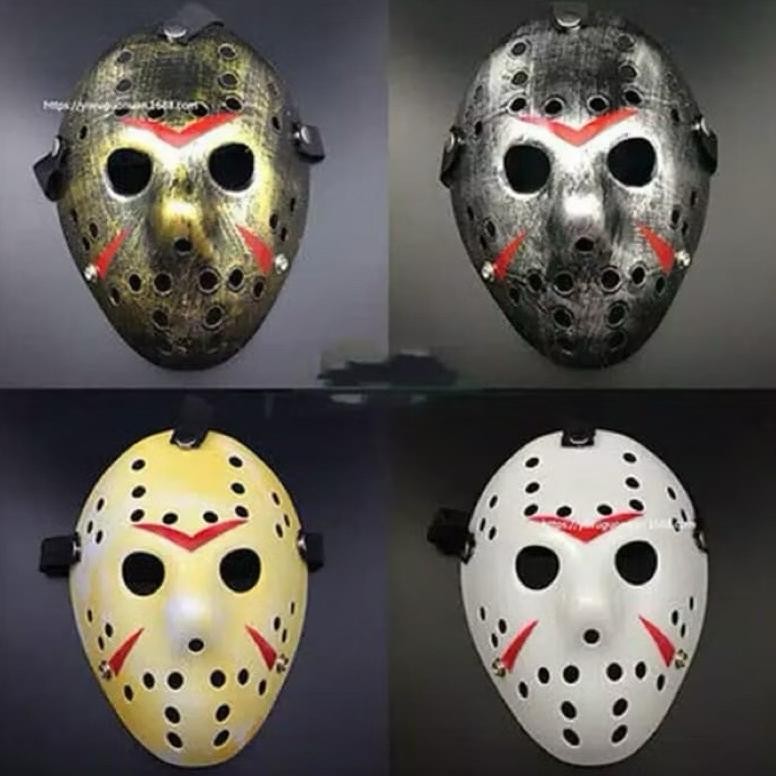 Jual Topeng mask jason hockey/cosplay jason hockey silver gold putih ...