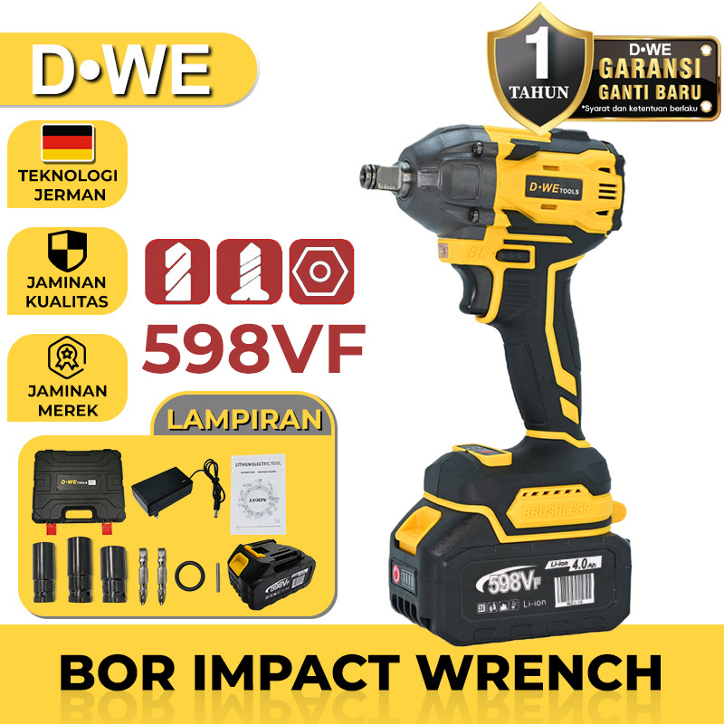 Jual D•WE 700NM Bor Impact Wrench Brushless Cordless Mesin bor 21000mah ...