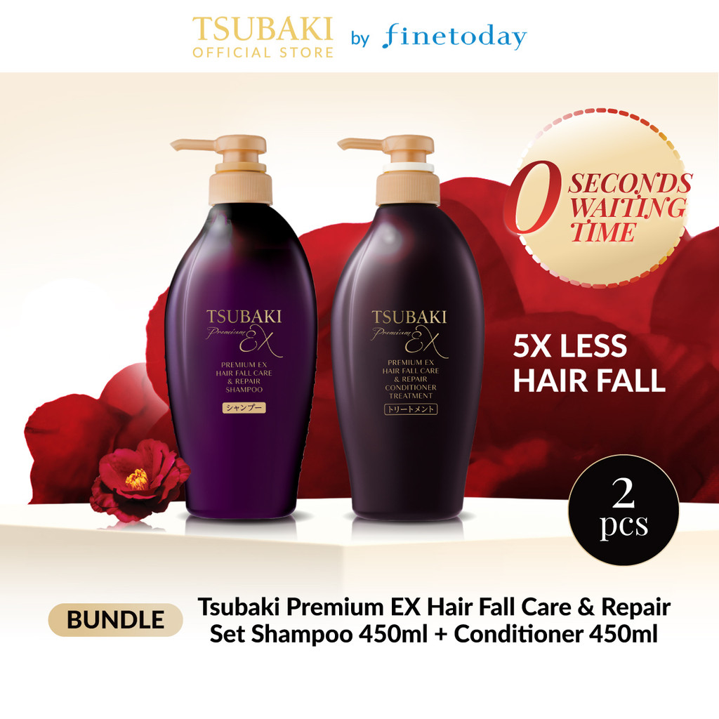 Jual [BUNDLE] TSUBAKI Premium EX Hair Fall Care & Repair Set - Shampoo 450ml, Conditioner 450ml ...