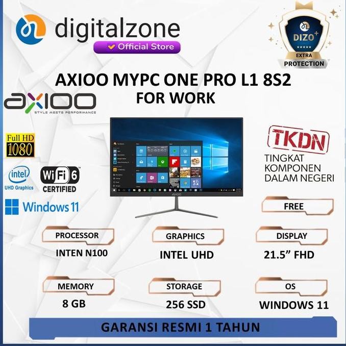 Jual Axioo Mypc One Pro L1 8S2 Tkdn N100 8Gb 256Ssd W11 Pro Fhd Ips Ms ...