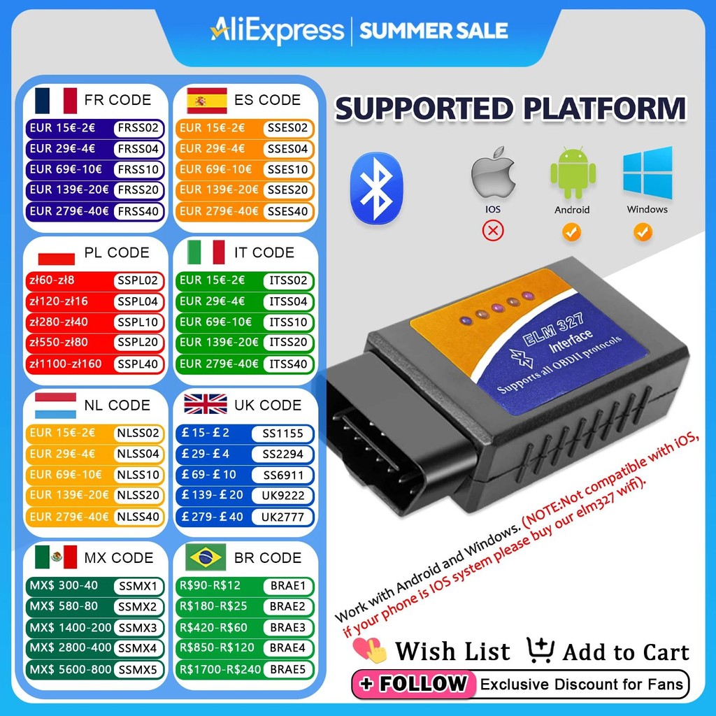 Jual ELM327 v1.4 Scanner Bluetooth Connect OBD2 Code Reader with Original PIC18F25K80 for ...