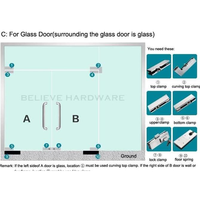 Jual Patch Fitting DENKA Y24 / Engsel Pintu kaca / Engsel pivot atas ...