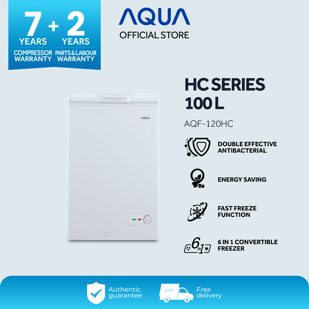 Jual AQUA AQF-120HC CHEST FREEZER 1 DOOR (100 L/WHITE) | Shopee Indonesia
